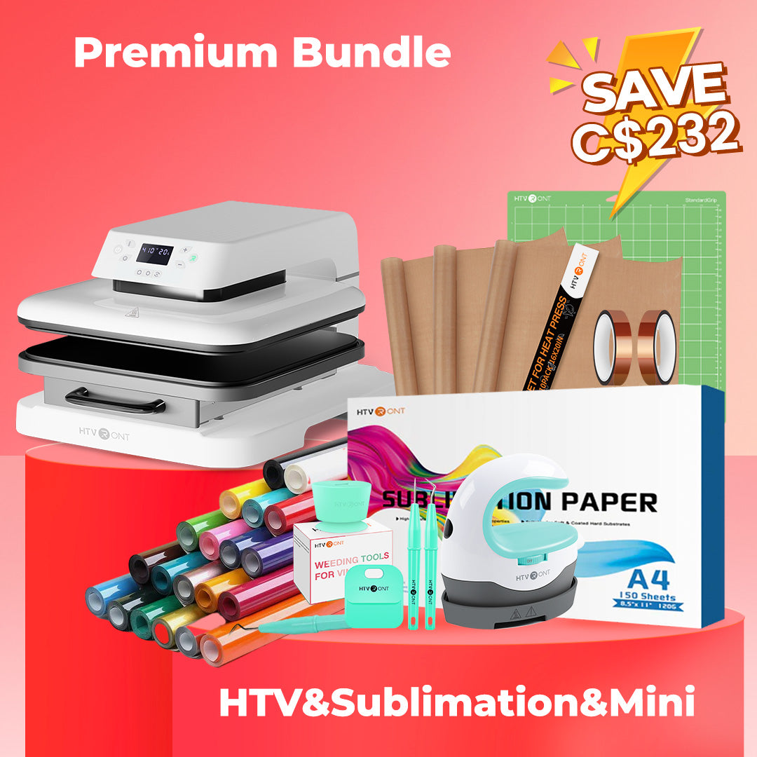 [Premium Bundle] Auto Heat Press Machine + HTV & Sublimation & Mini He ...